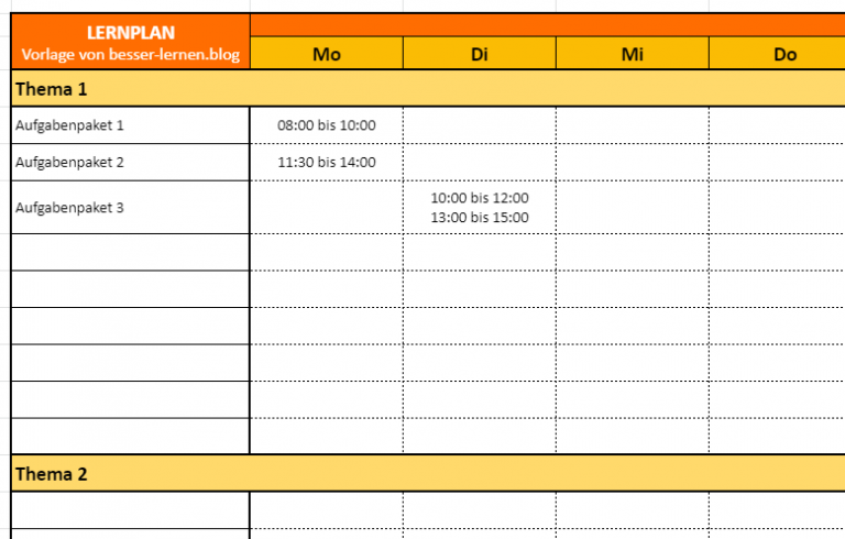 Lernplan erstellen [inkl. Vorlagen] – besser-lernen.blog